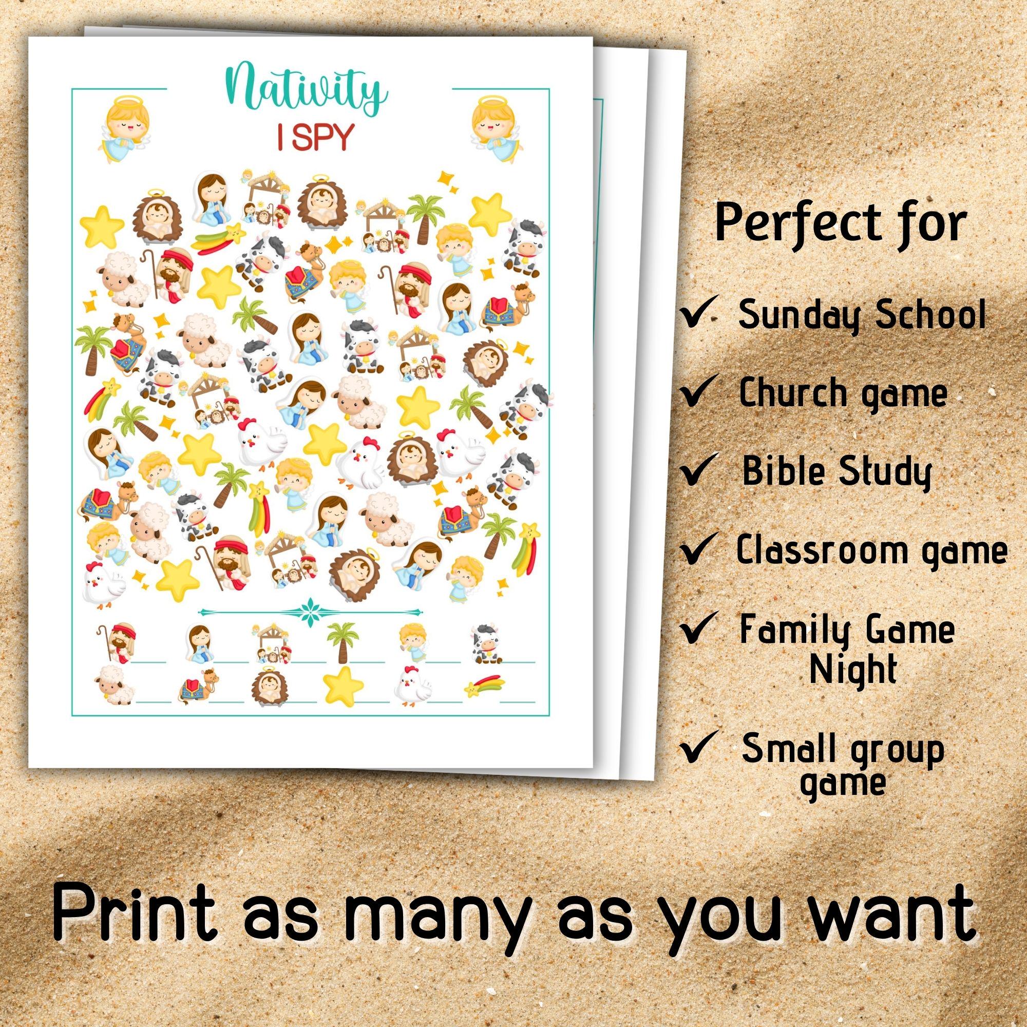 Nativity I Spy Christmas Bible Stories Game, Sunday School Advent ...