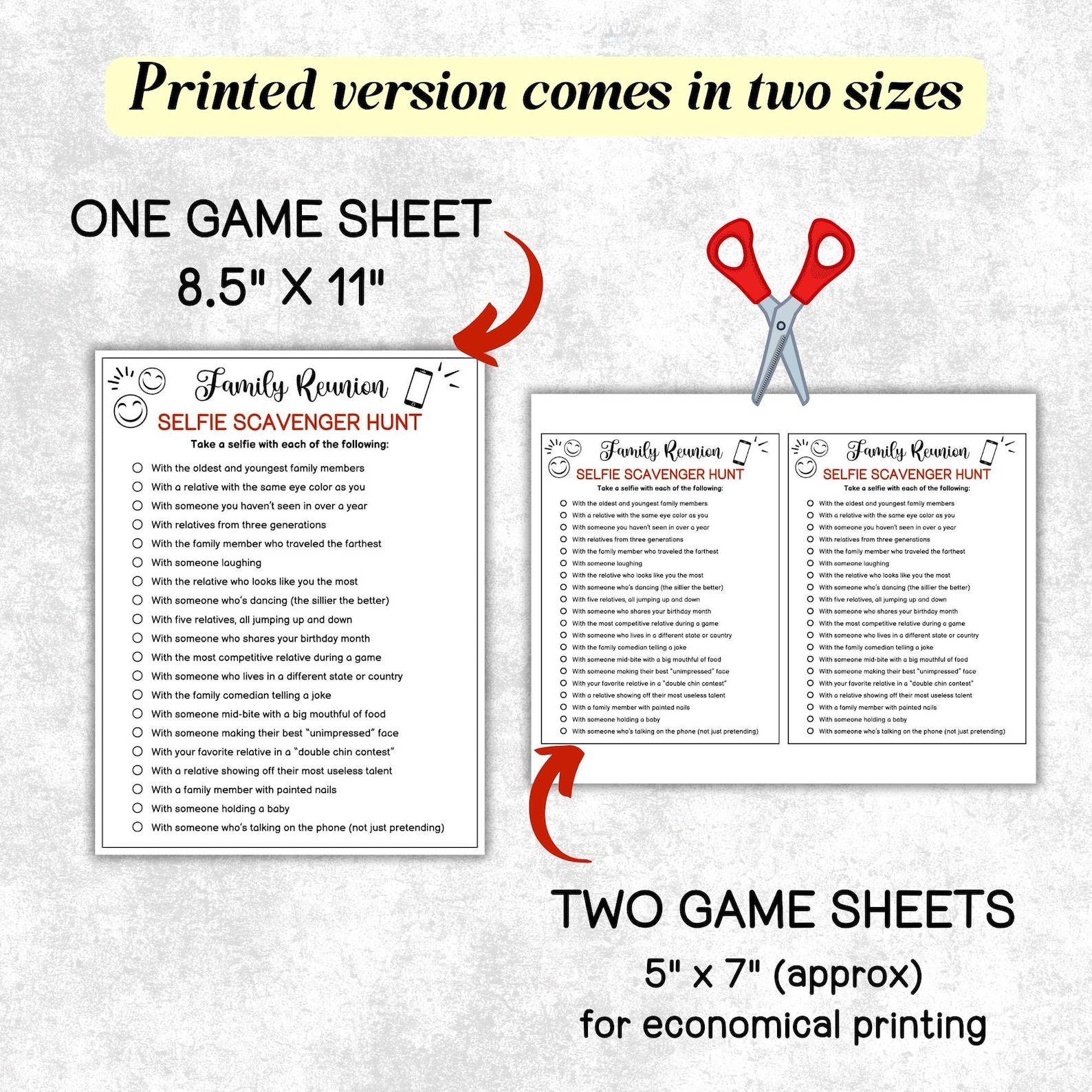 Family Reunion Selfie Scavenger Hunt Game, EDITABLE Family Reunion ...
