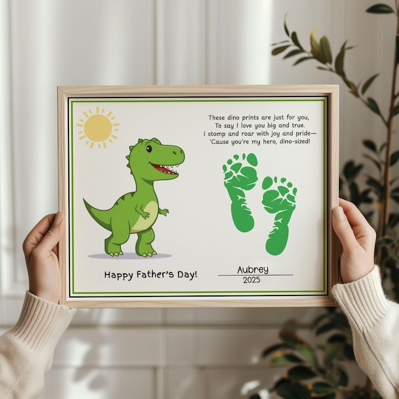 Fathers Day Dinosaur Footprint Poem, Newborn Keepsake, Dinosaur ...