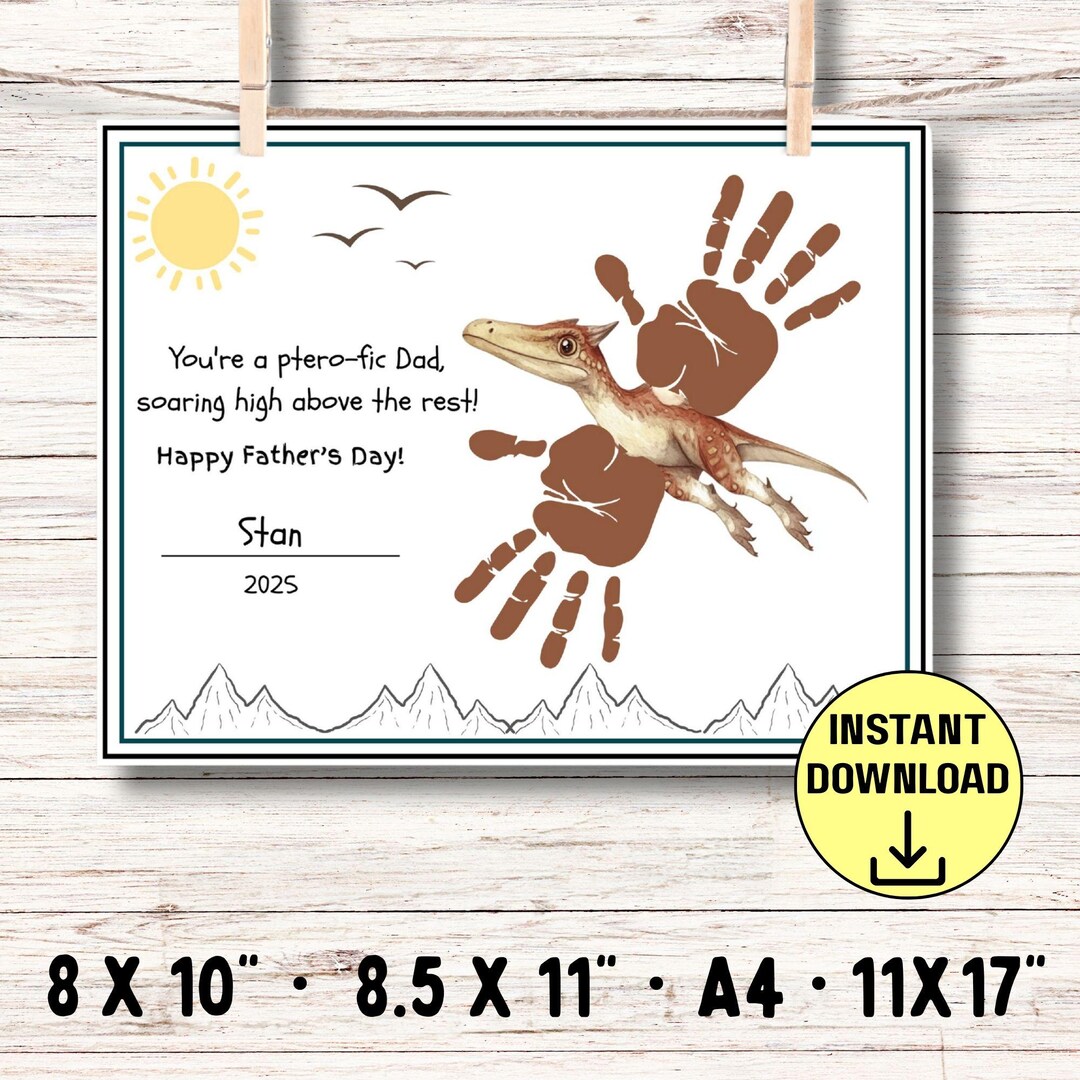 Fathers Day Handprint Art Dinosaur, Pterodactyl Fathers Day Handprint ...