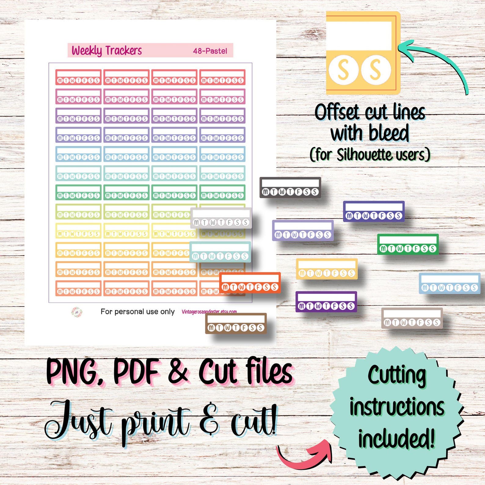 Weekly Habit Tracker Printable Planner Stickers, Weekly Habit Tracker ...