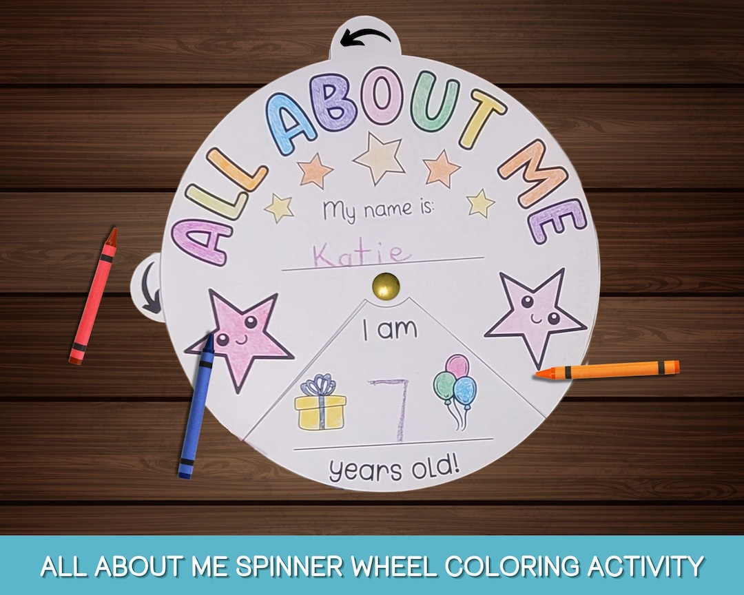 All About Me Back to School First Day Coloring Activity, Spinner Wheel ...