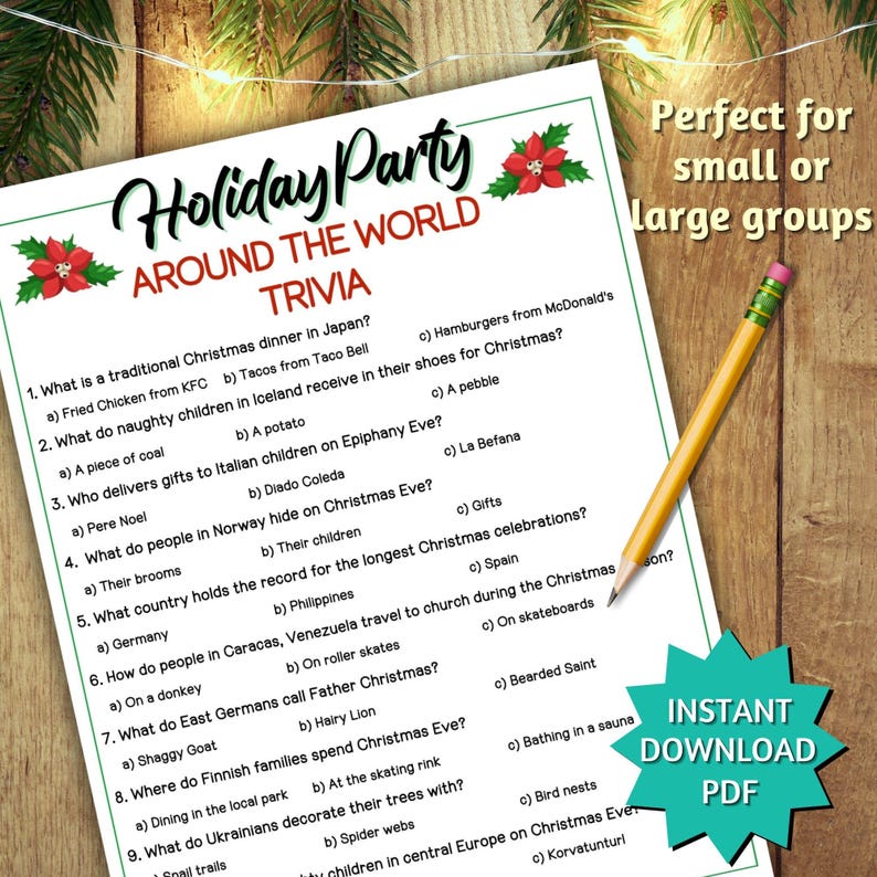 Holiday Around the World Trivia Game, Holiday Office Party Game, Team ...