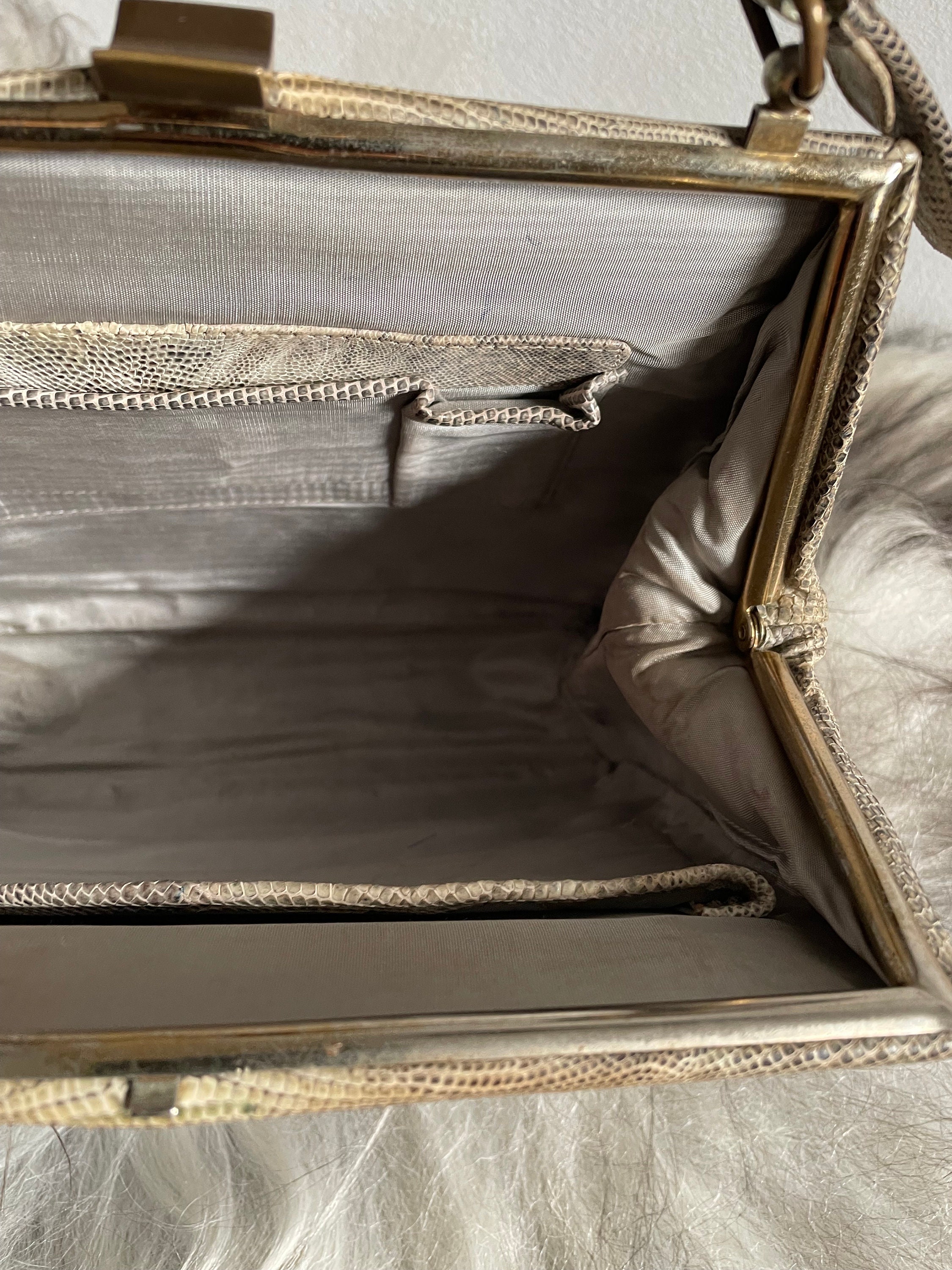 Stunning 1920s French Vintage Lizard Skin Shoulder Bag Pale Grey ...