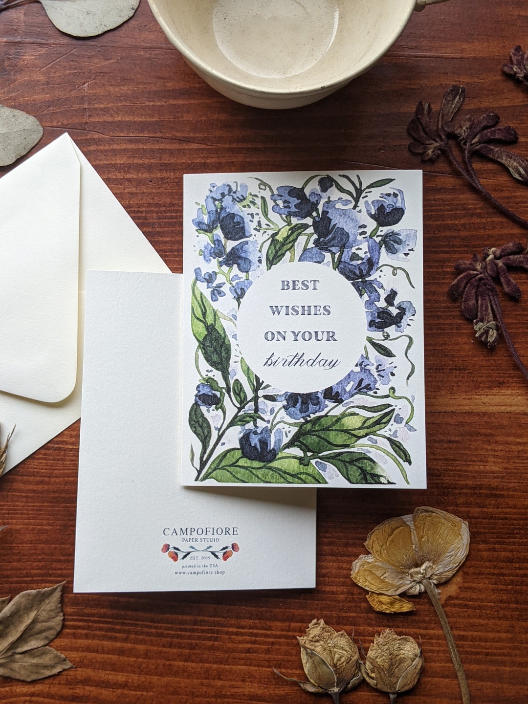 Birthday Wishes Sweet Pea Greeting Card | 4.25x5.5" | Watercolor Art ...