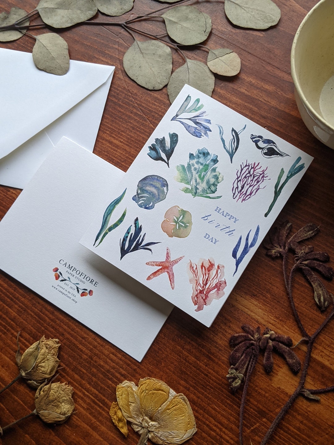 Happy Birthday Sea Life Greeting Card | 4.25x5.5" | Watercolor Art ...