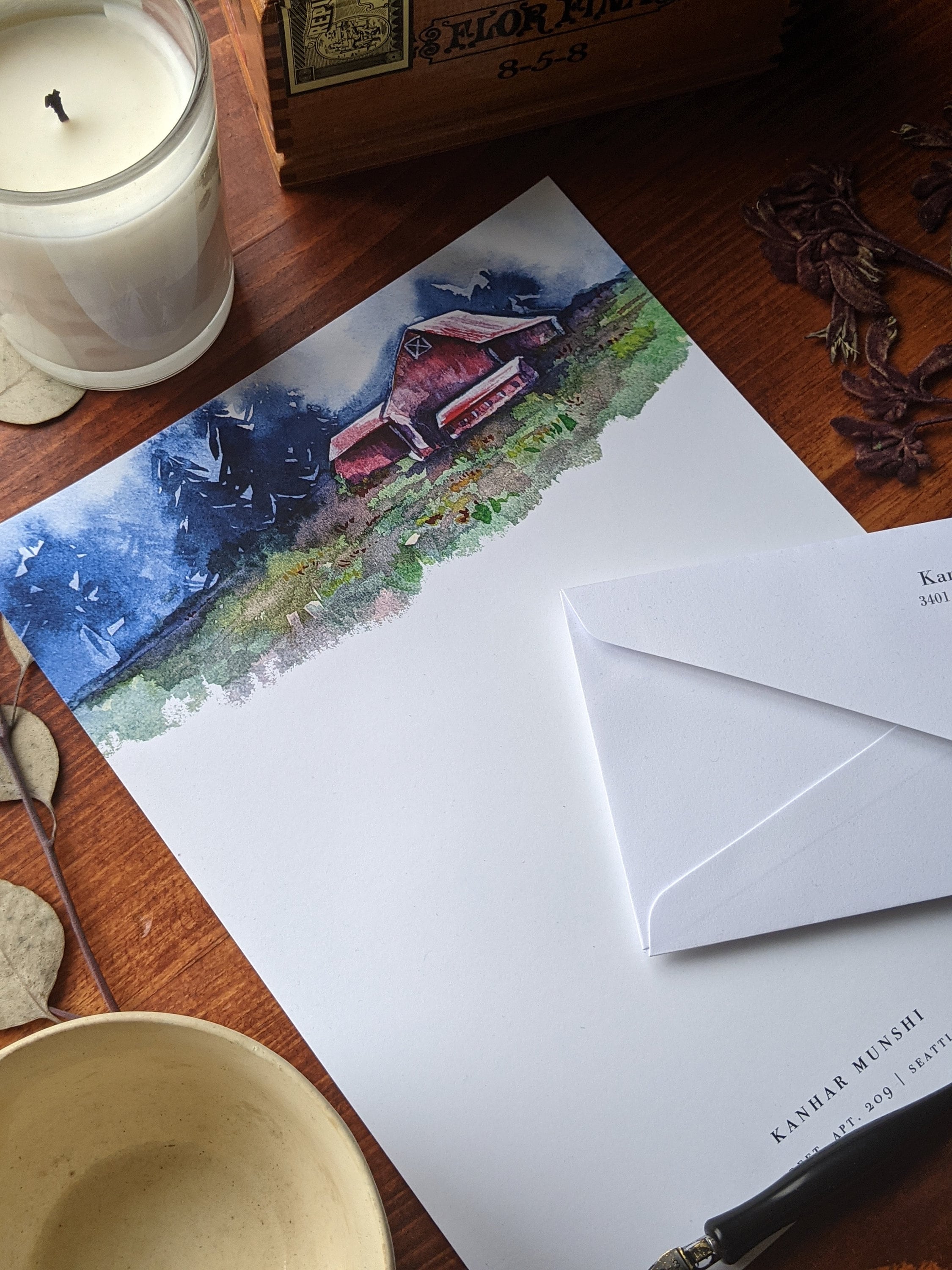 Landscape Letterhead Set | 8.5"x11" Paper + Envelopes | Custom ...