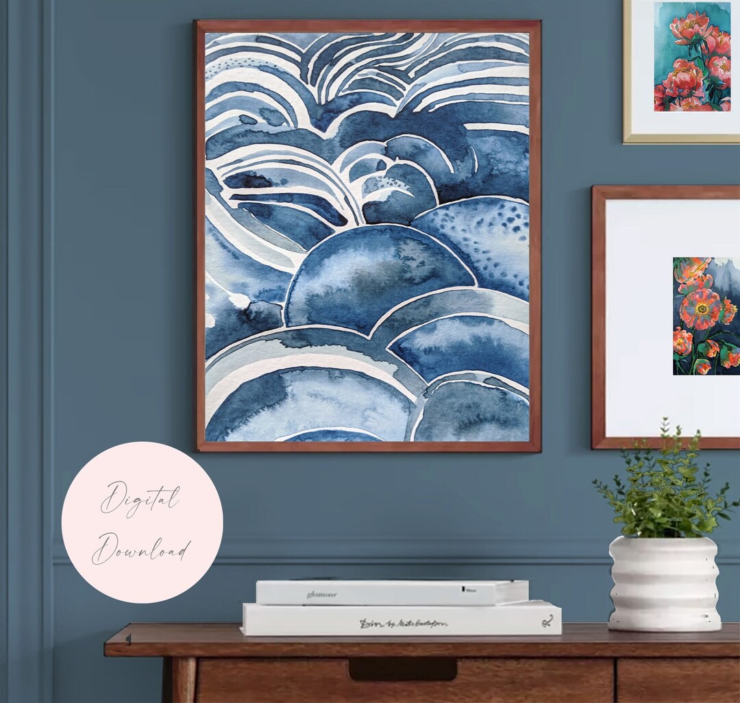 Shibori Waves Watercolor Printable Art Digital Download - Etsy