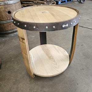 Rustic Whiskey Barrel Side Table: Handmade Bourbon Decor - Etsy