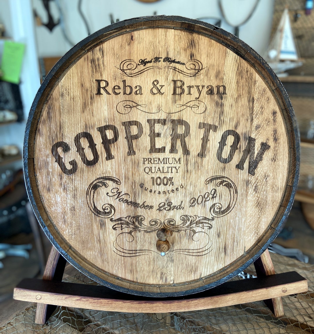 Engraved Whiskey Barrel Head With Easel/ Barrel Head Guestbook/ Wedding ...