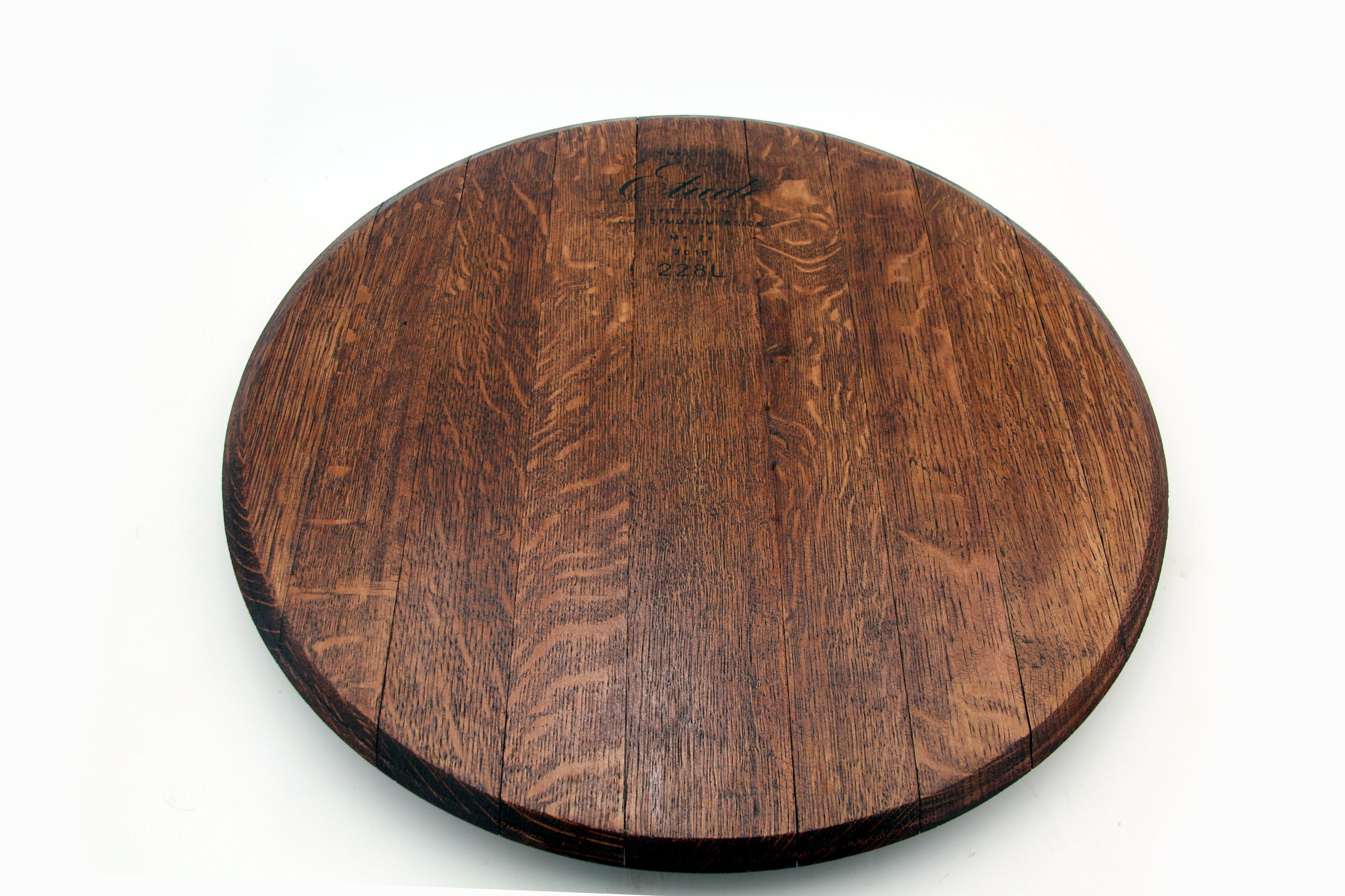 Rustic Reclaimed Wine Barrel Lazy Susan: Rotating Turntable for Dining ...