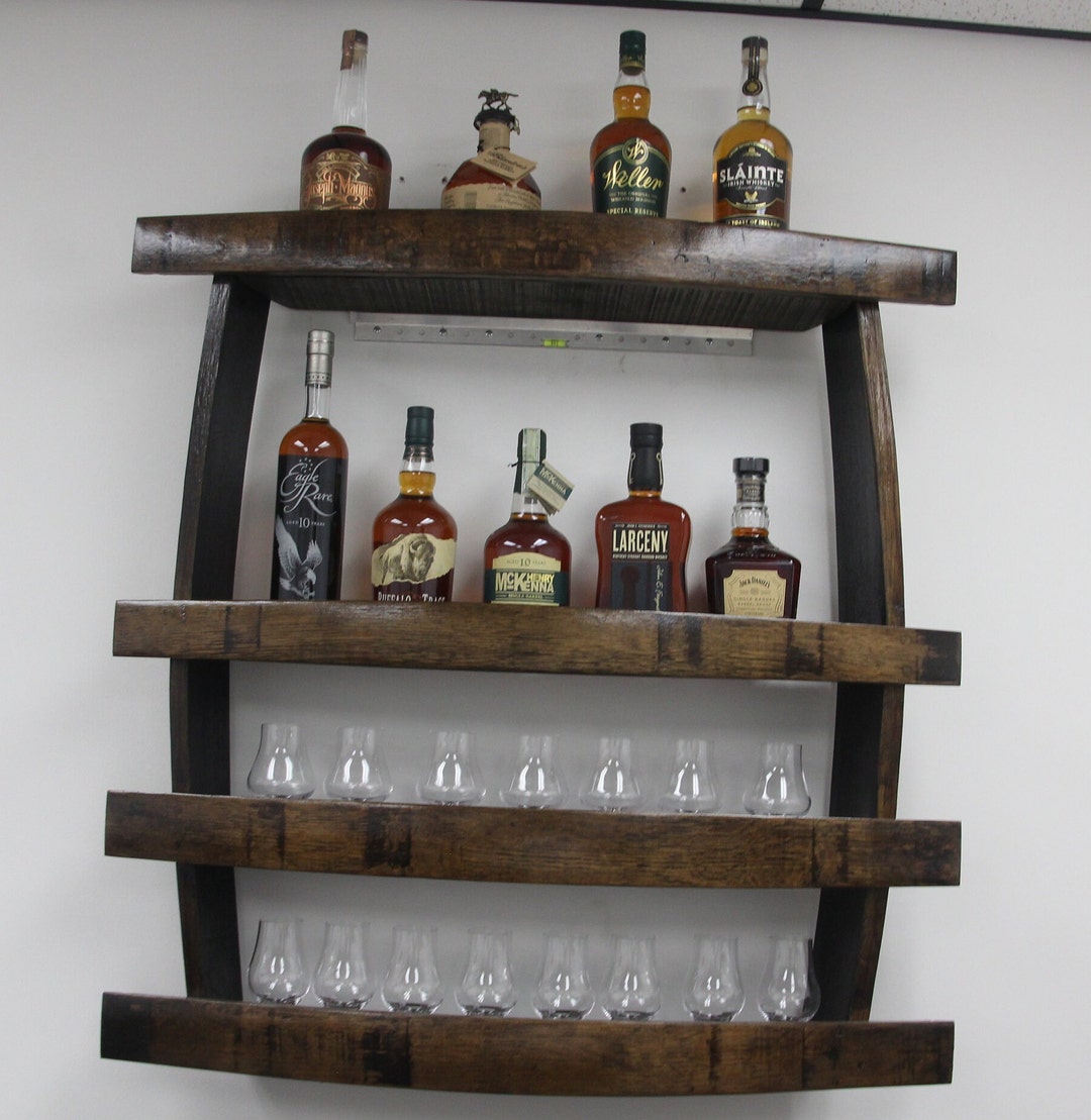 Whiskey Barrel Stave Wall Bar/ Bourbon Wall Bar/ Bar Decor/ Whiskey ...