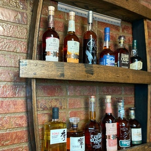 Rustic Whiskey Barrel Wall Shelf: Handcrafted Bourbon Display Rack for ...