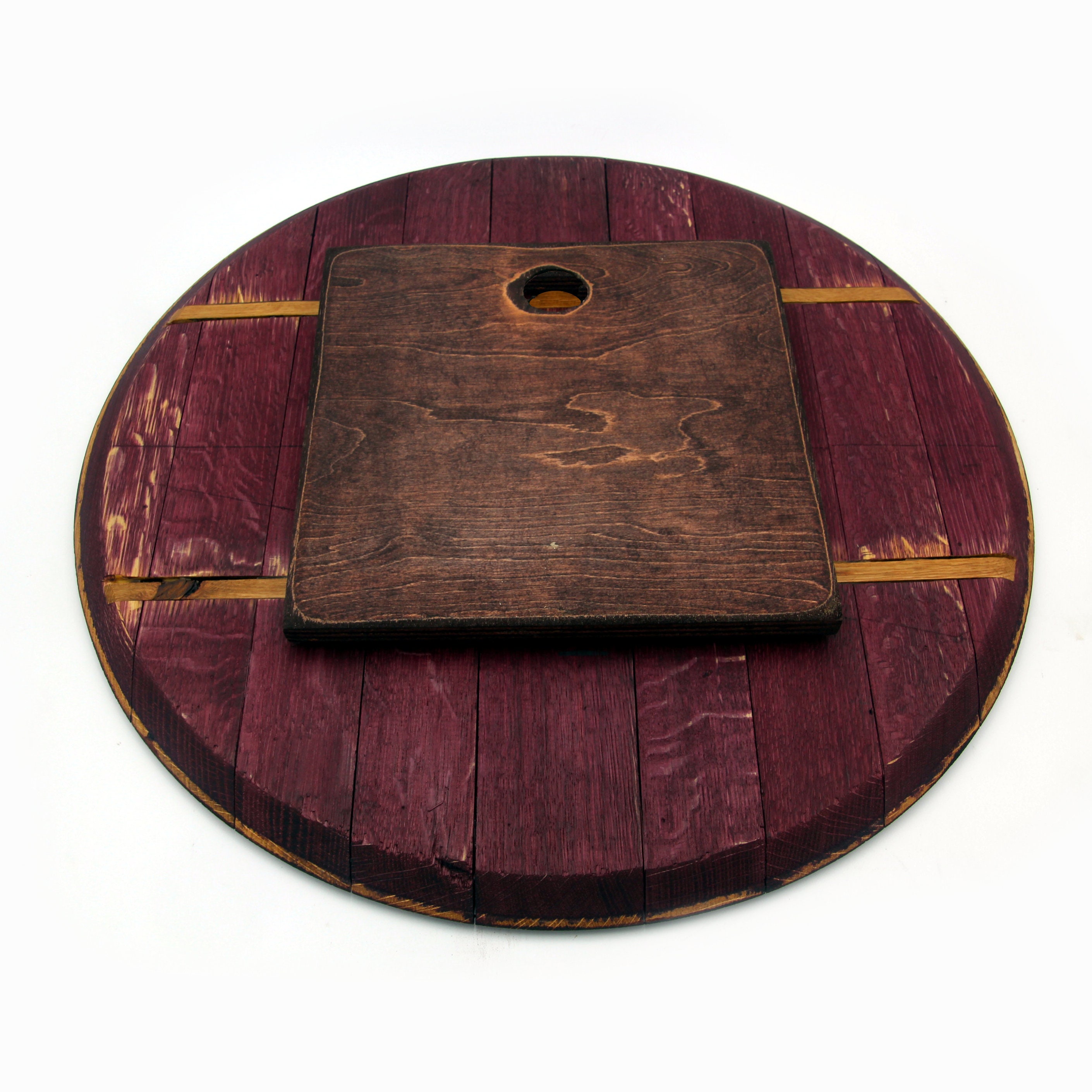 Rustic Reclaimed Wine Barrel Lazy Susan: Rotating Turntable for Dining ...