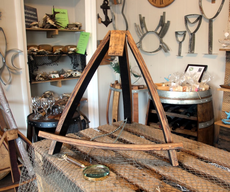 Rustic Wine or Whiskey Barrel Stave Easel: Barrel Head and Art Display ...