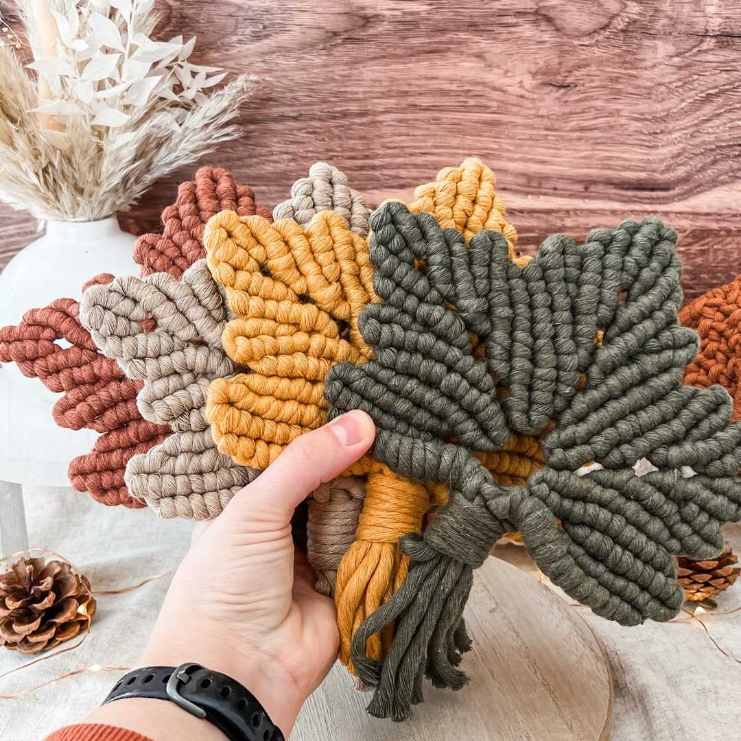 Maple Leaf Coaster | Fall Macrame Coaster | Fall Decor | Large Coasters ...