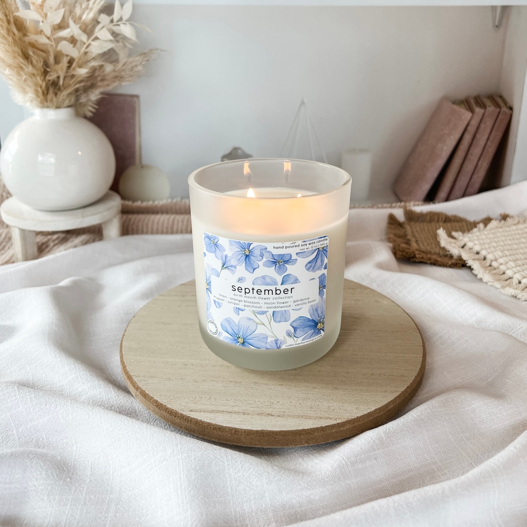 September Birth Flower Birth Flower Candle Organic Soy Candle Double ...