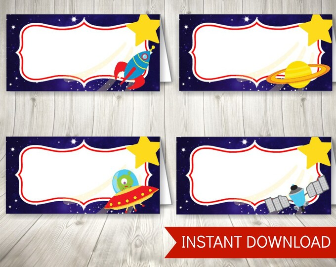 Outer Space Food Tent Labels, Birthday Decoration, Boys Party ...