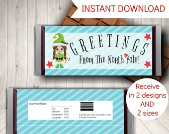 Christmas Candy Bar Wrappers Printable Party Favors or | Etsy