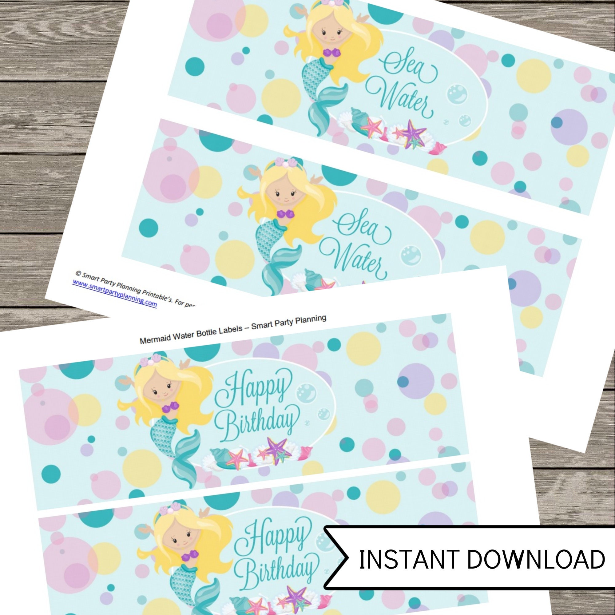 Mermaid Party Water Bottle Labels Mermaid Printables Instant | Etsy