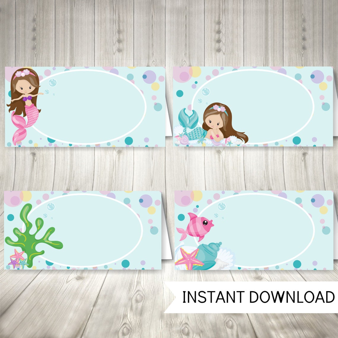 Mermaid Party Food Labels Instant Download Mermaid Decor - Etsy
