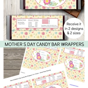 Mothers Day Candy Bar Wrappers, Easy Gift for Mums, Printable Instant ...