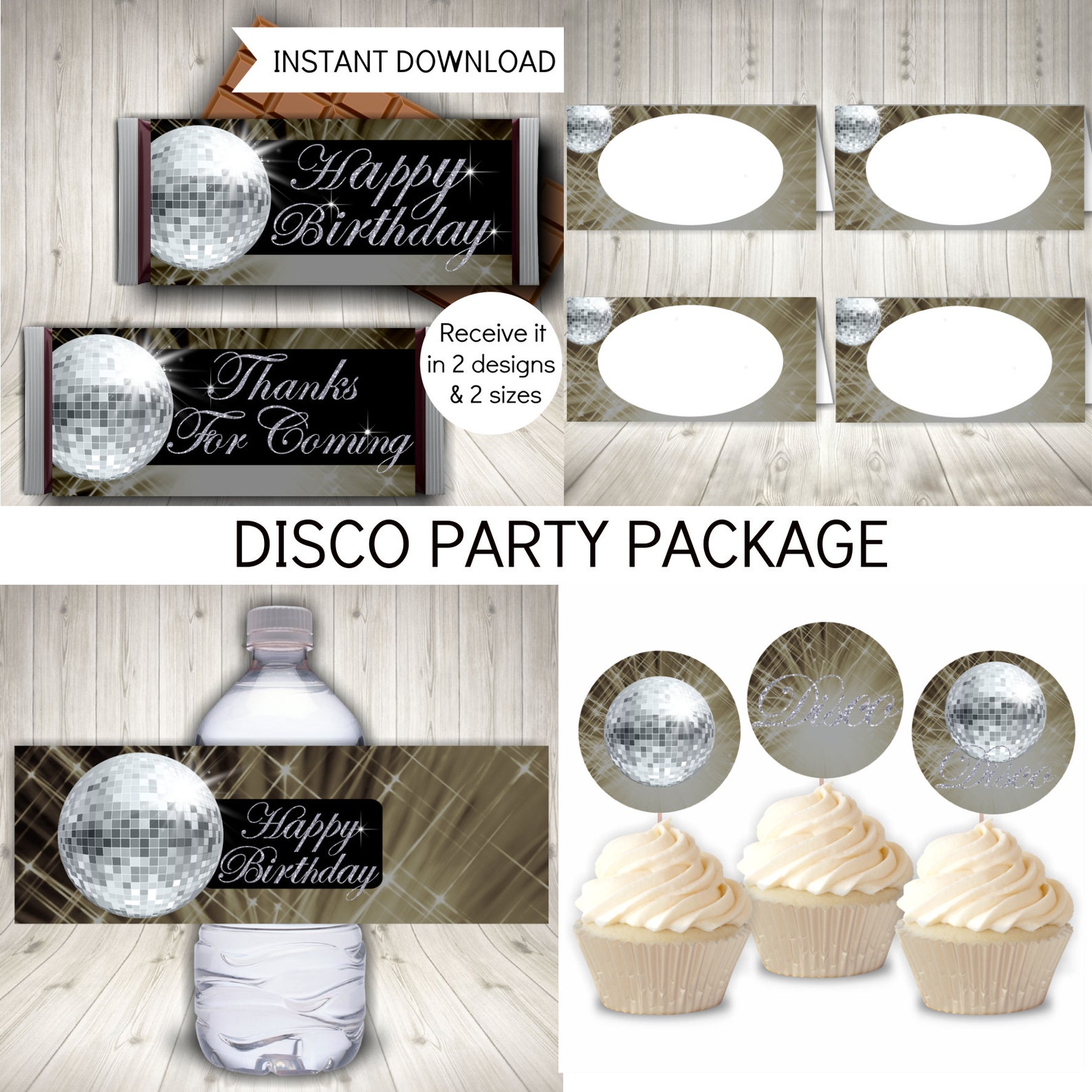 Disco Party Printable Set Birthday Party Package Instant - Etsy