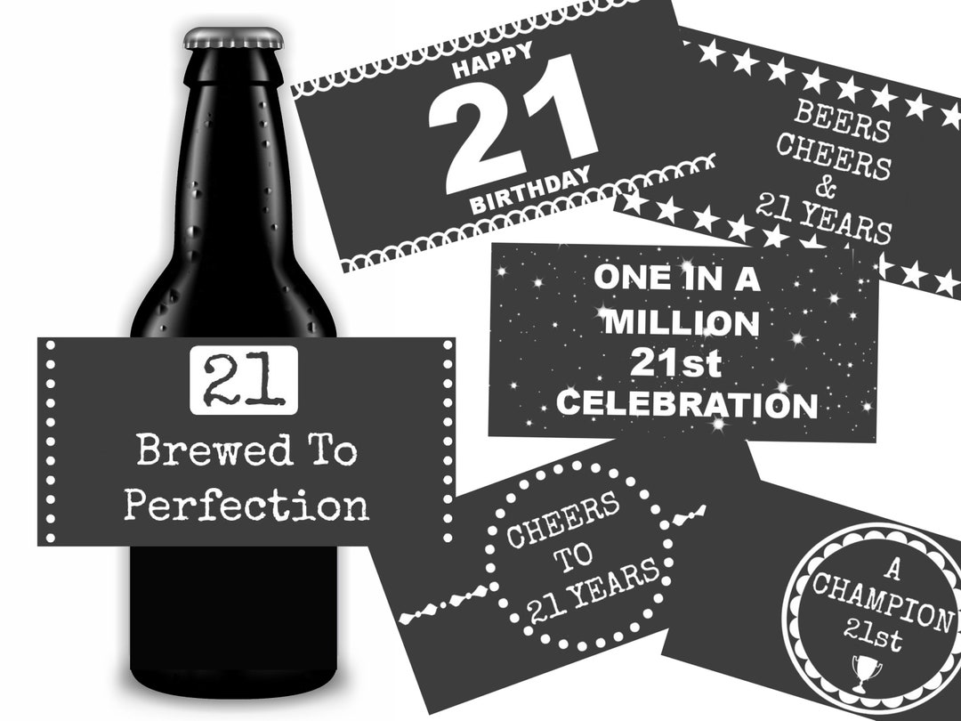 21st Birthday Beer Labels, Beer Gift Printable Labels, Instant Download ...