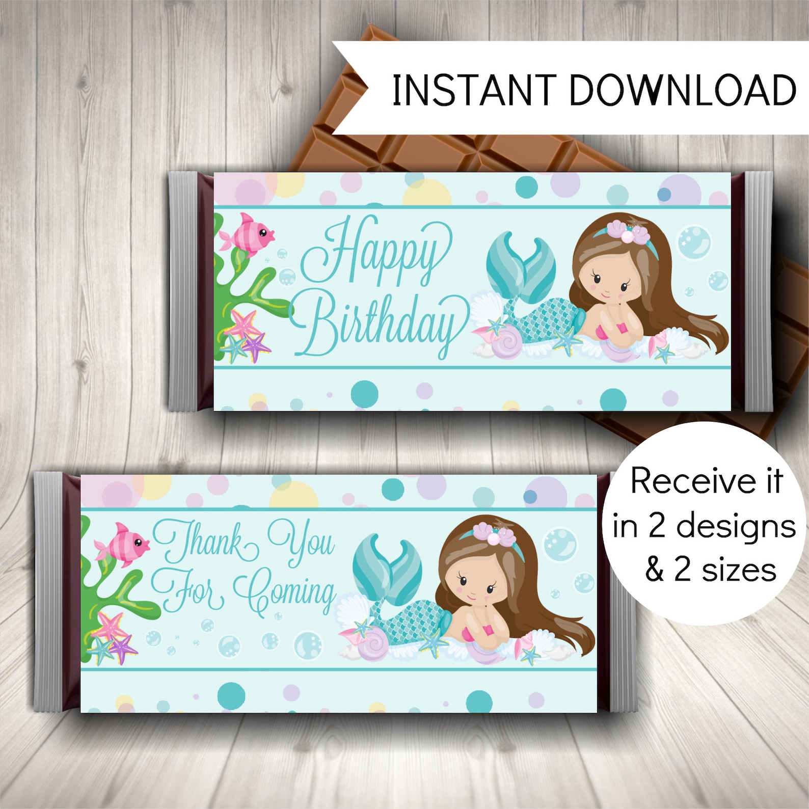 Mermaid Birthday Party Printable Set Girls Birthday Party | Etsy