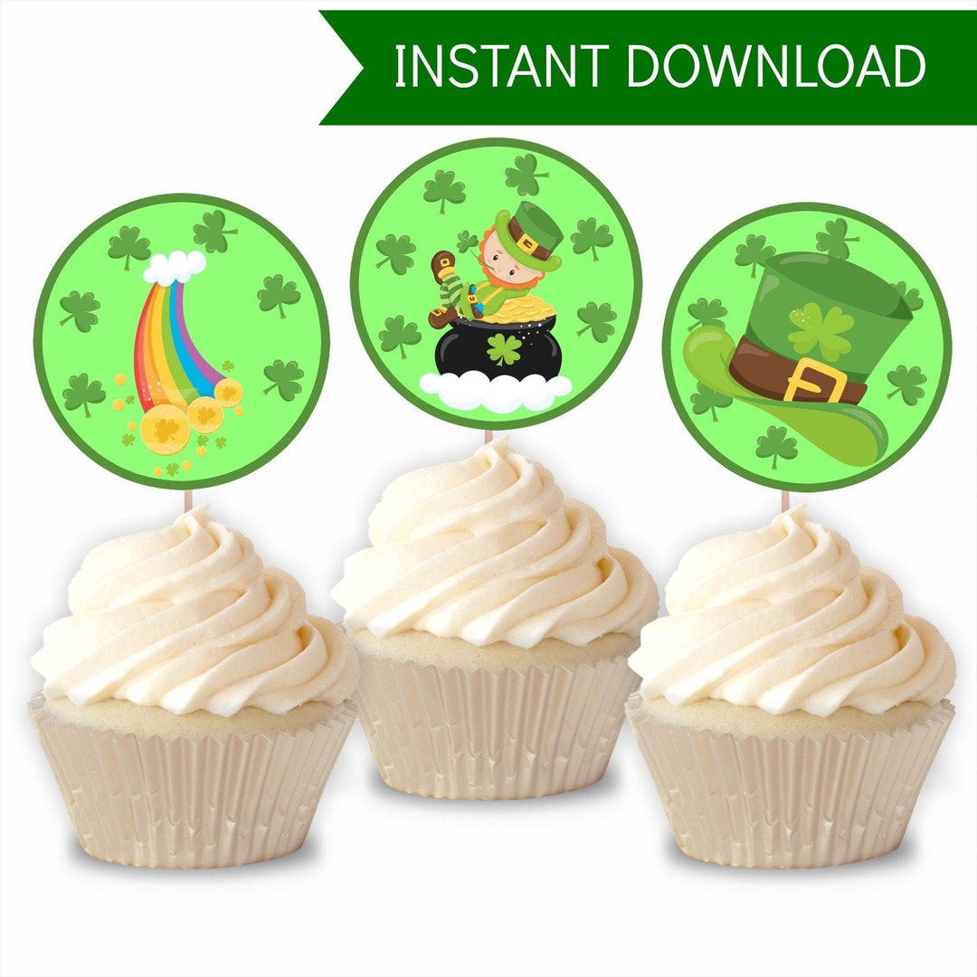 St Patrick's Day Cupcake Toppers, Printable Cupcake Decorations ...
