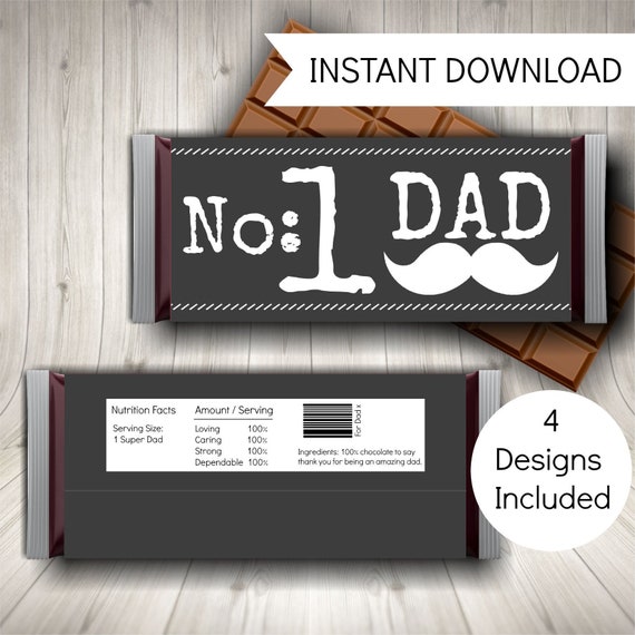 Father's Day Gift, Printable Father's Day Candy Bar Wrappers, Easy Gift ...