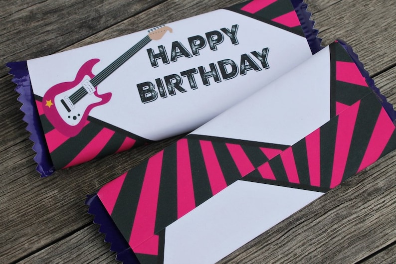 Rock Star Birthday Party Chocolate Bar Wrappers / Girls Party - Etsy