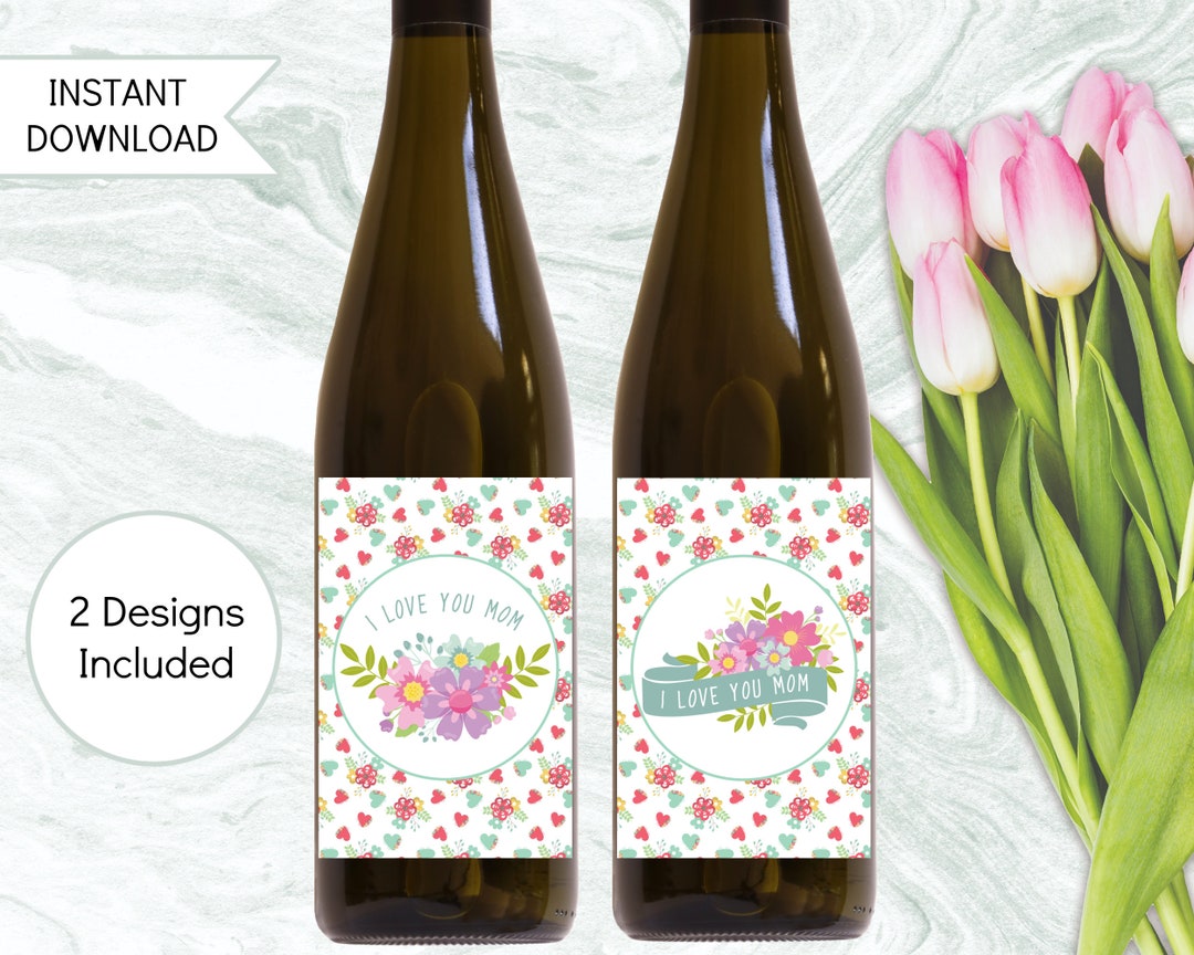 Mom Gift Wine Labels, Printable Mothers Day Gift, Instant Download ...
