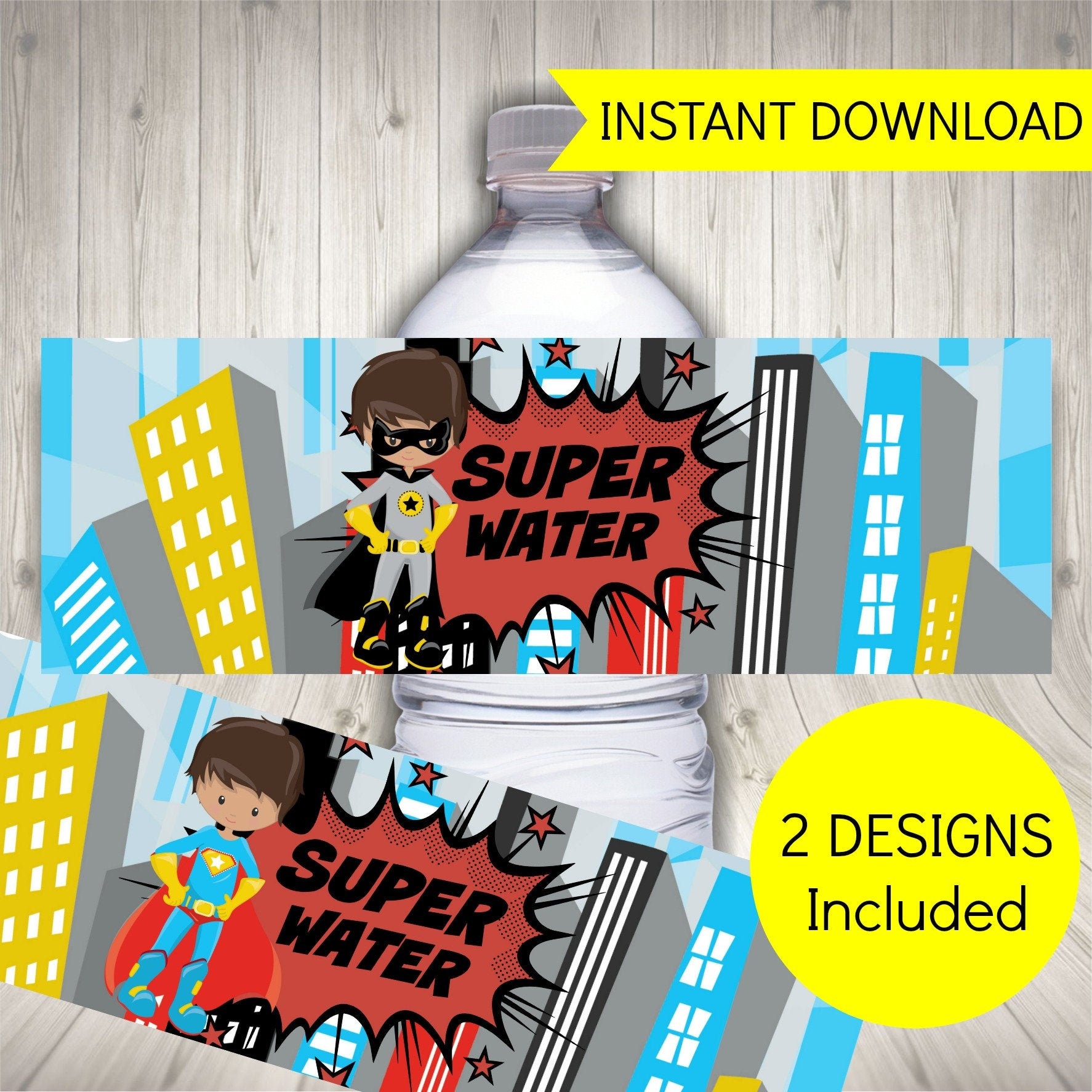 Superhero Party Water Bottle Labels Printable Labels FREE | Etsy