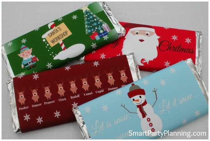 Christmas Chocolate Bar Wrappers Party Favor Easy Gift - Etsy