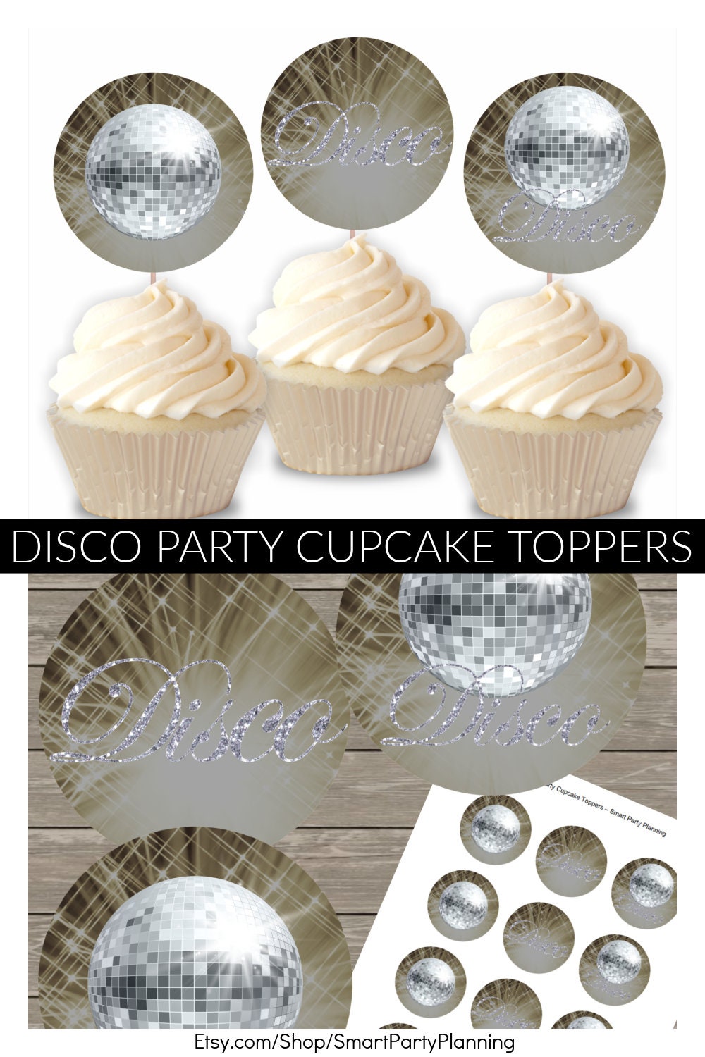 Printable Disco Party Cupcake Toppers Printable Cupcake - Etsy Australia