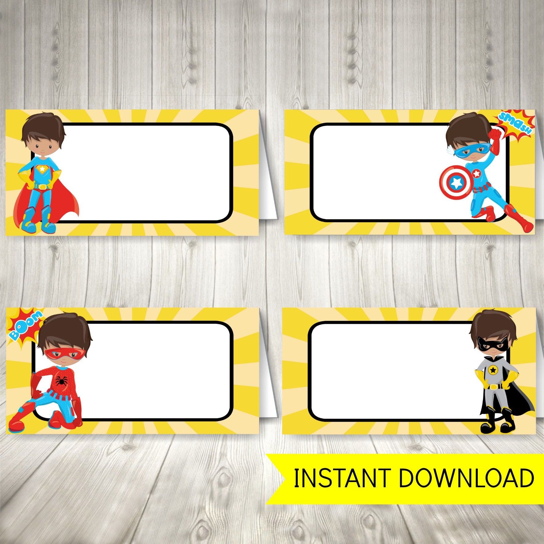 Superhero Food Tent Labels + FREE Superhero Invitation - Etsy