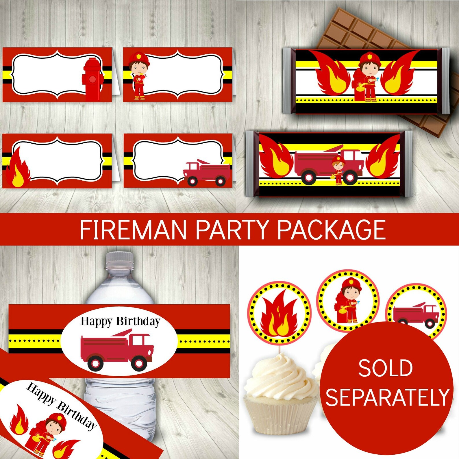 Fireman Party Food Labels Printable Instant Download | Etsy