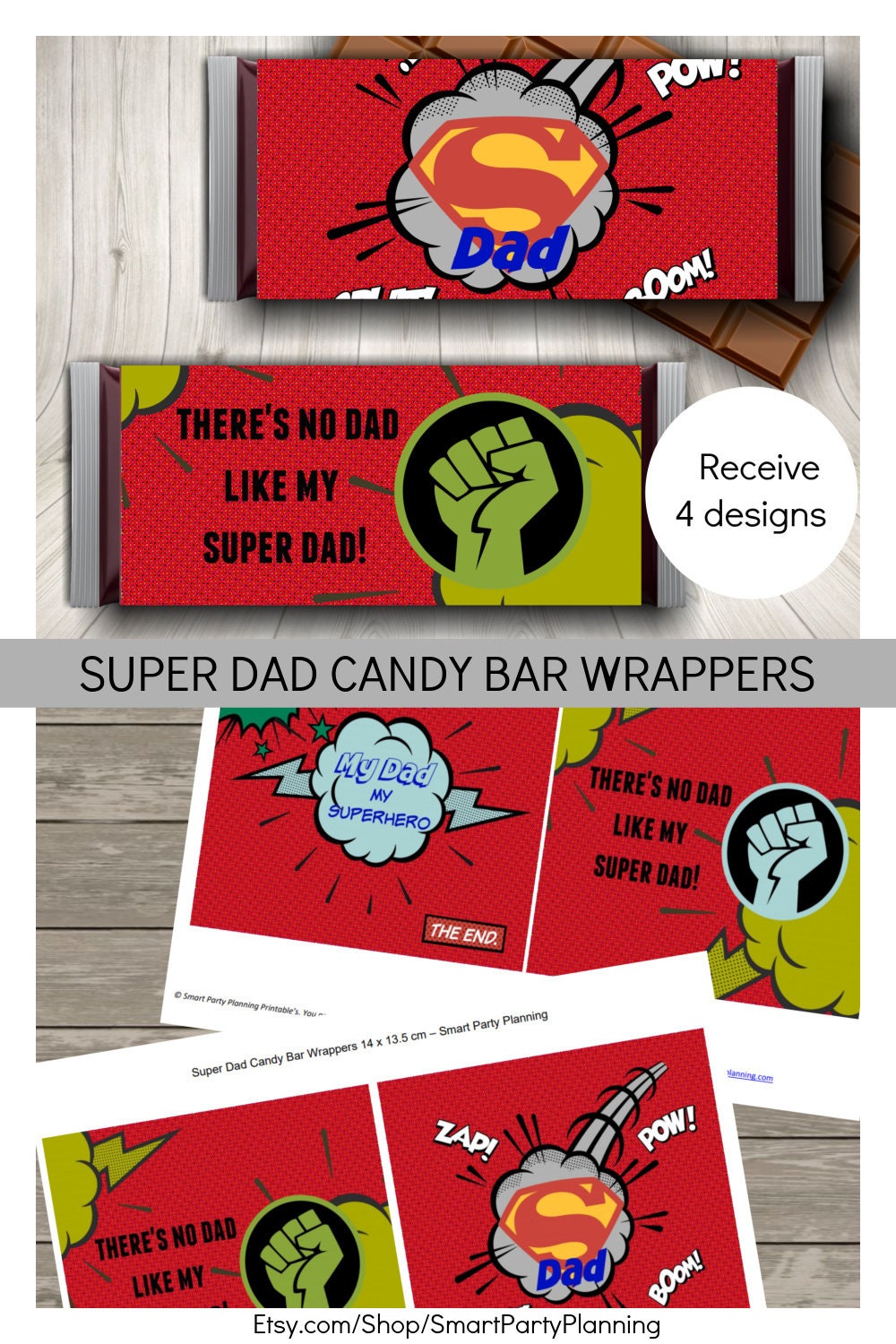 Super Dad Candy Bar Wrappers Easy Father's Day Gift - Etsy Australia