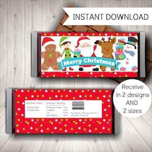 Christmas Candy Bar Wrappers: Printable Party Favors (instant Download) - Etsy