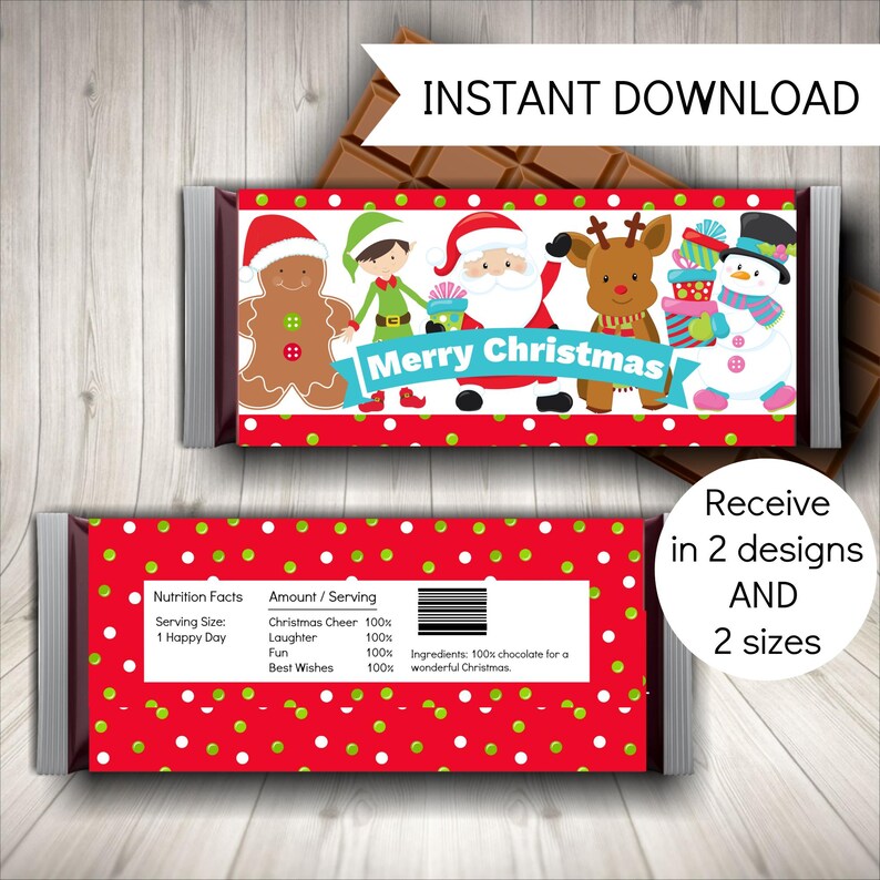 Christmas Candy Bar Wrappers: Printable Party Favors (instant Download ...