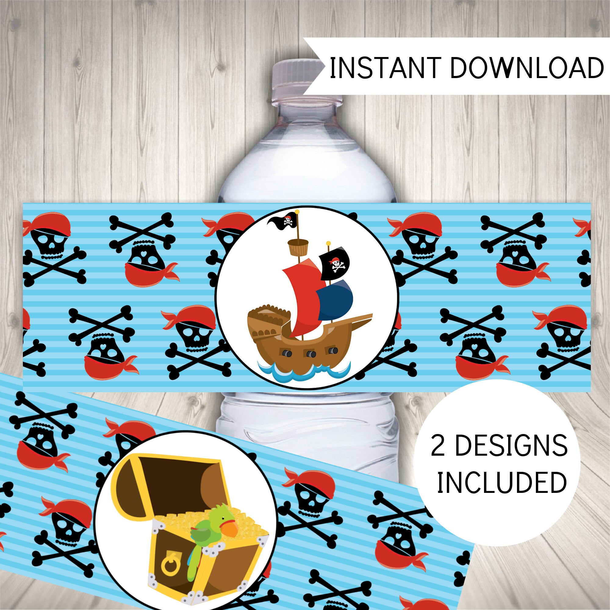 Pirate Party Water Bottle Labels Birthday Party Decor | Etsy