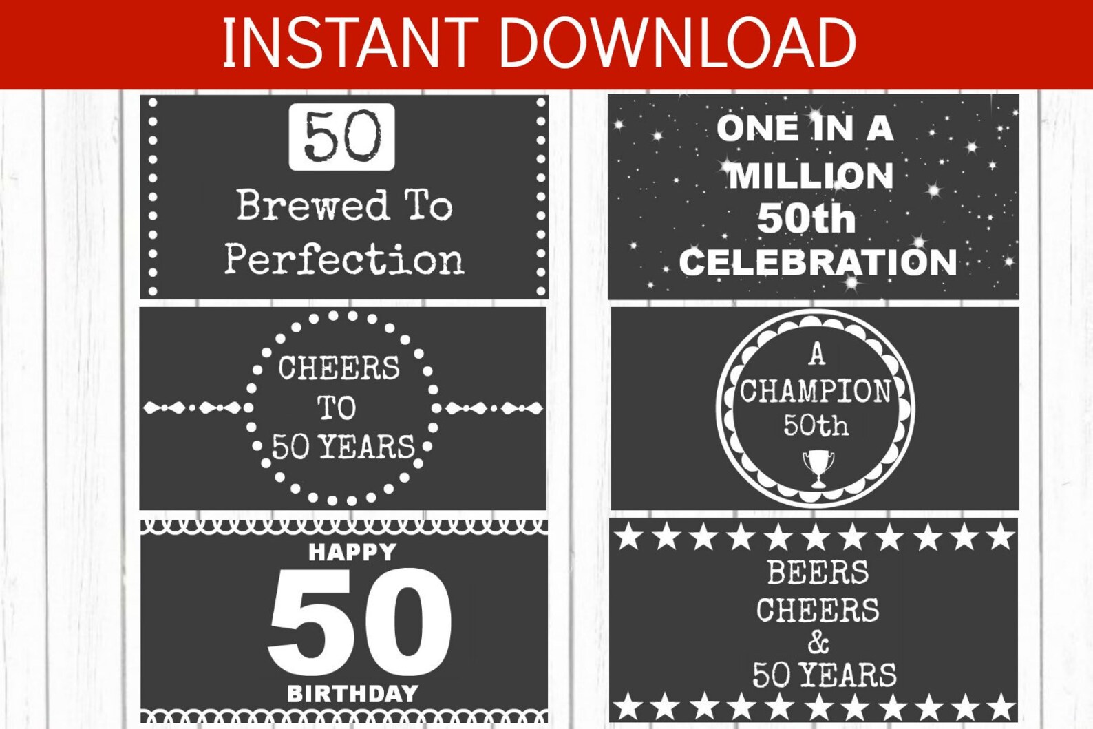 50th Birthday Beer Labels Chalk Board Style | Etsy