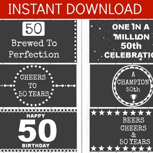 50th Birthday Beer Labels Chalk Board Style | Etsy