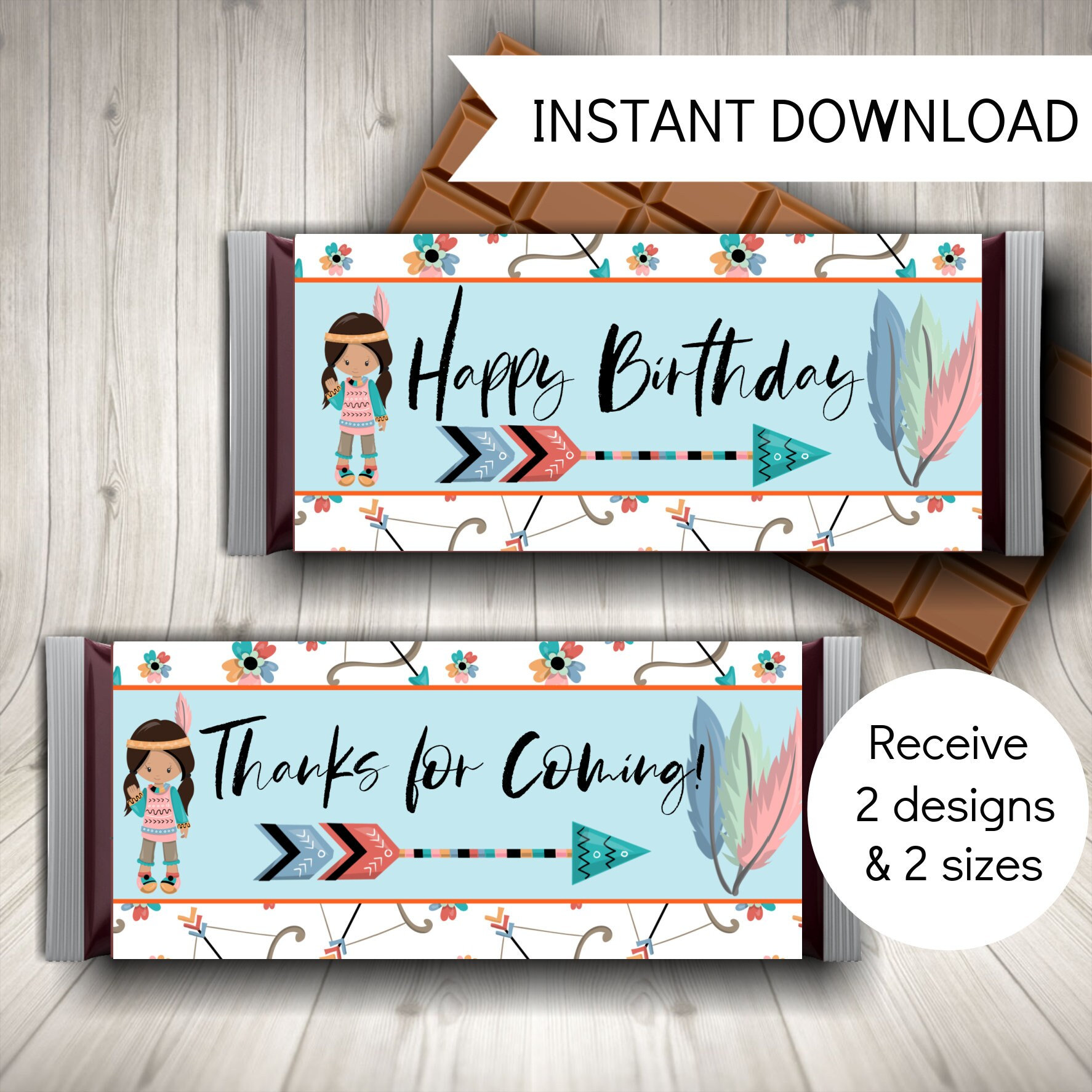 Boho Party Candy Bar Wrappers Boho Favors Printable | Etsy