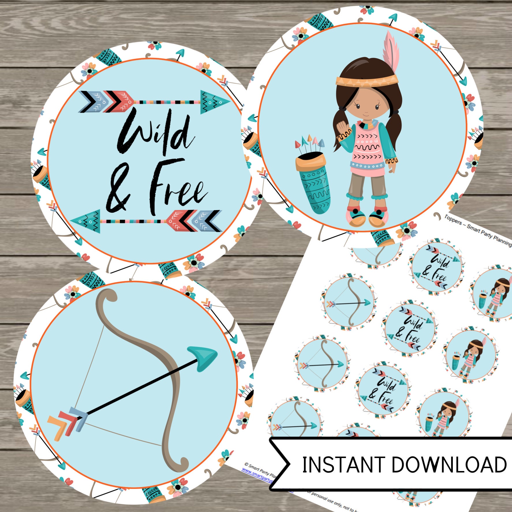 Boho Party Cupcake Toppers Printable Cupcake Decorations - Etsy
