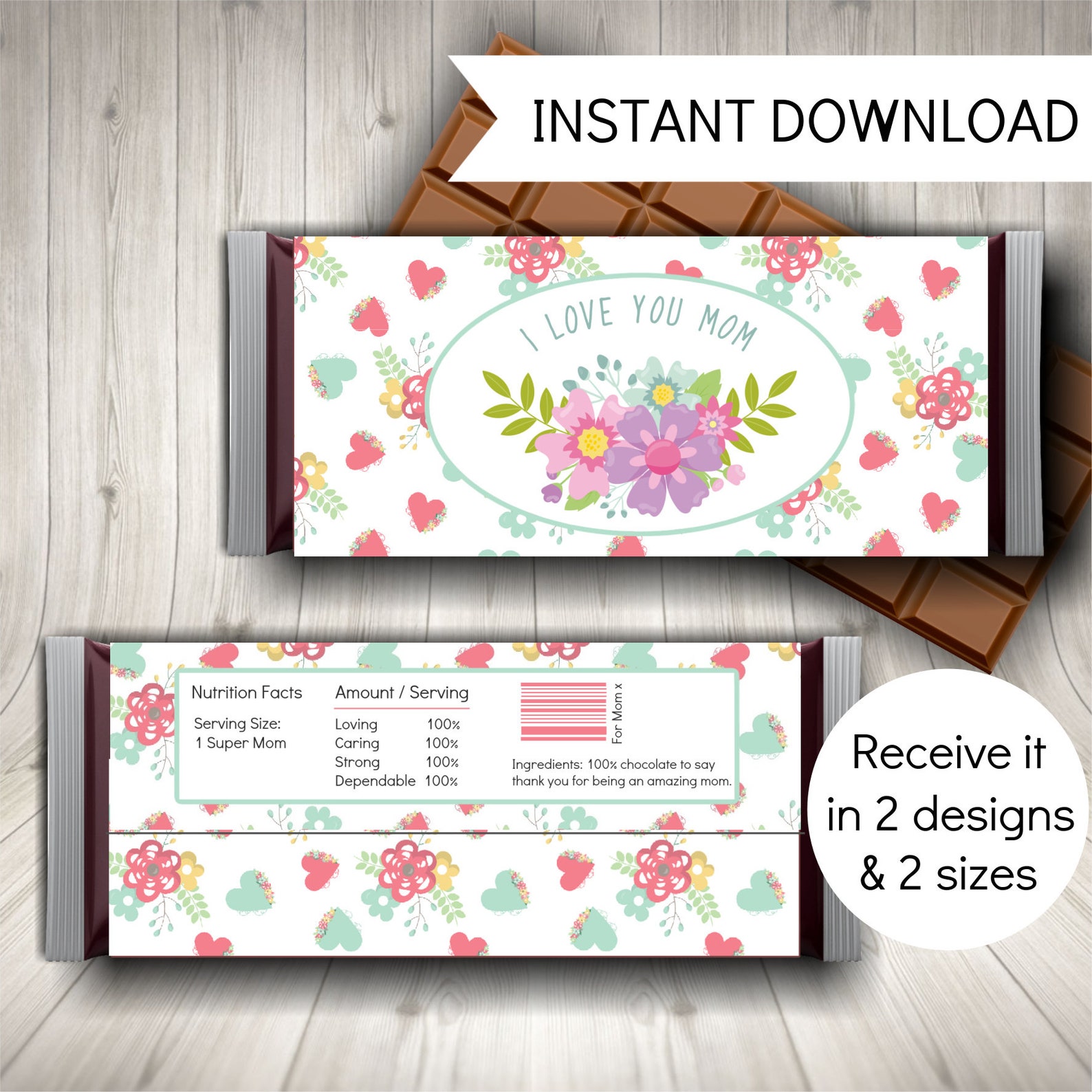 Printable Candy Bar Wrappers for Mom Mother's Day Gift - Etsy