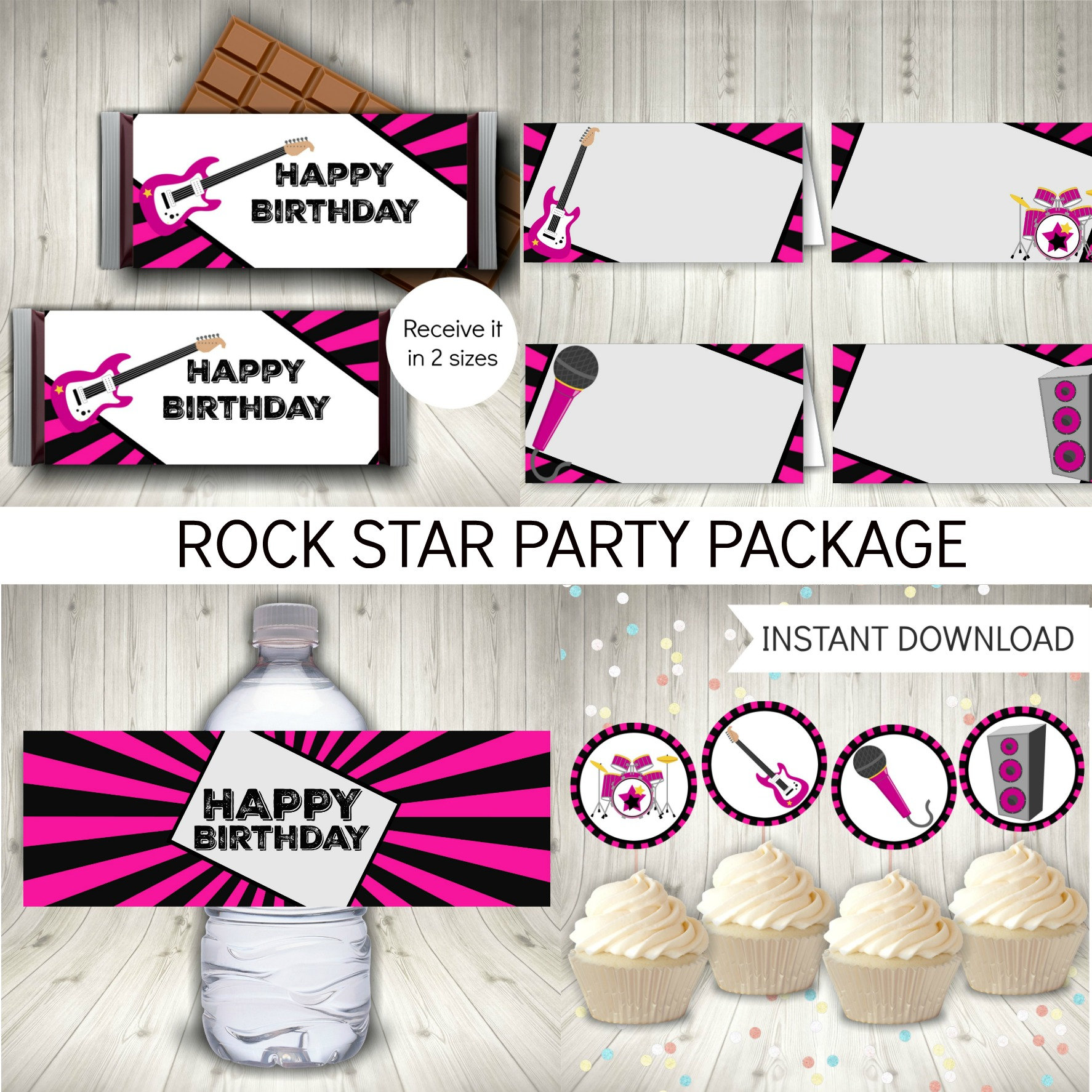 Rock Star Party Printables Set Instant Download Party | Etsy