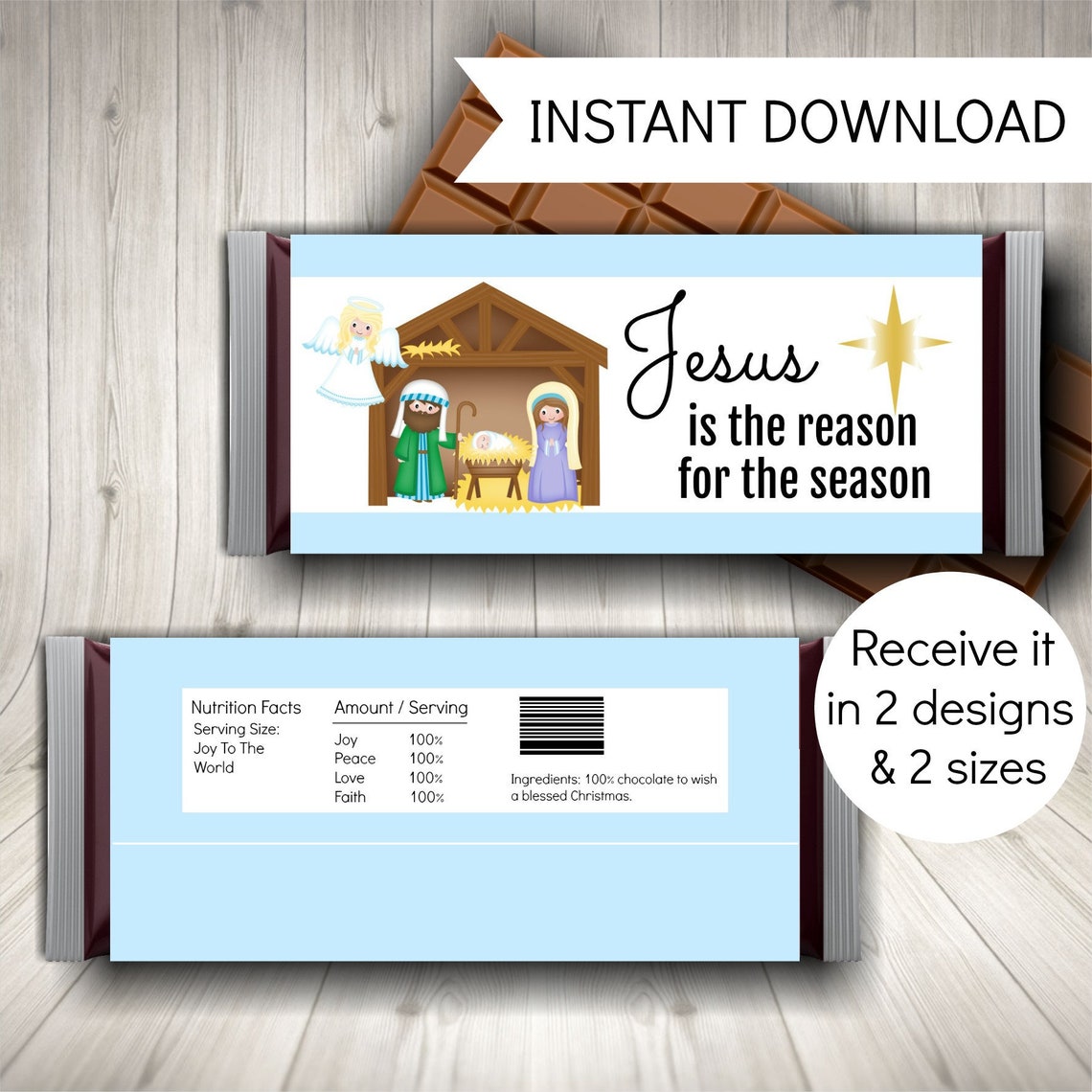 Christmas Nativity Candy Bar Wrappers Printable Party Favors - Etsy