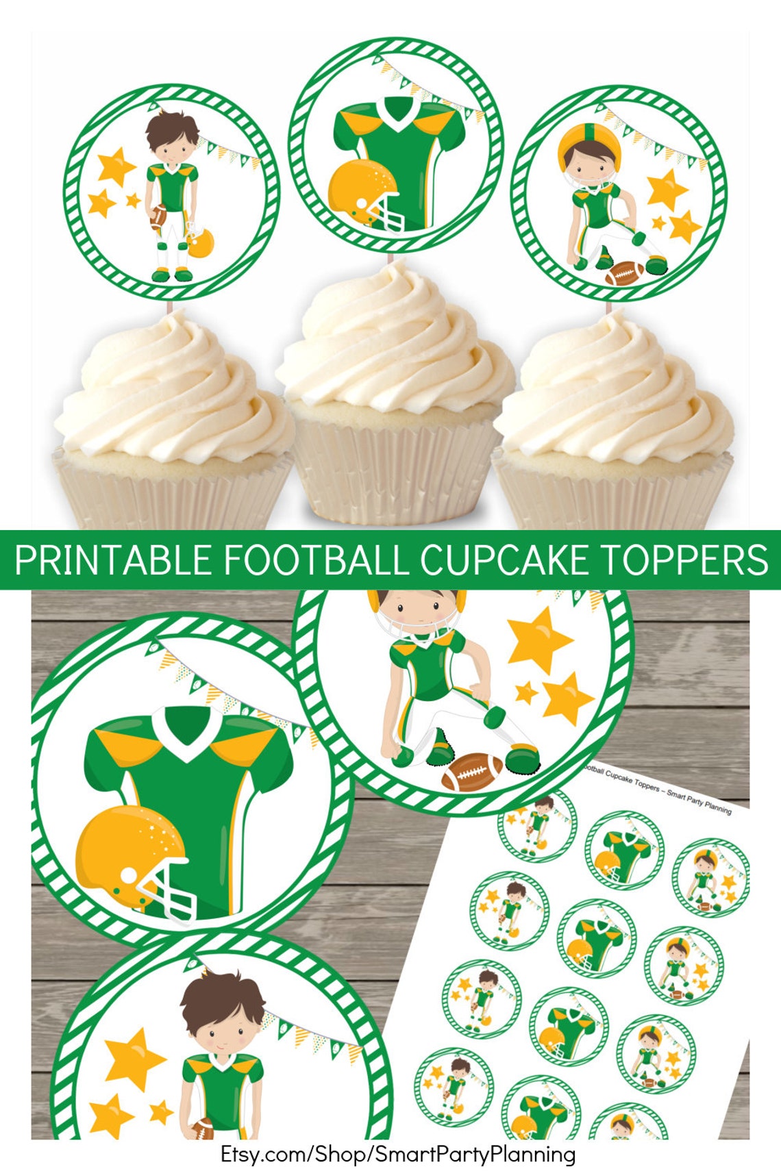 Football Party Cupcake Toppers Printable Party Decorations - Etsy Canada